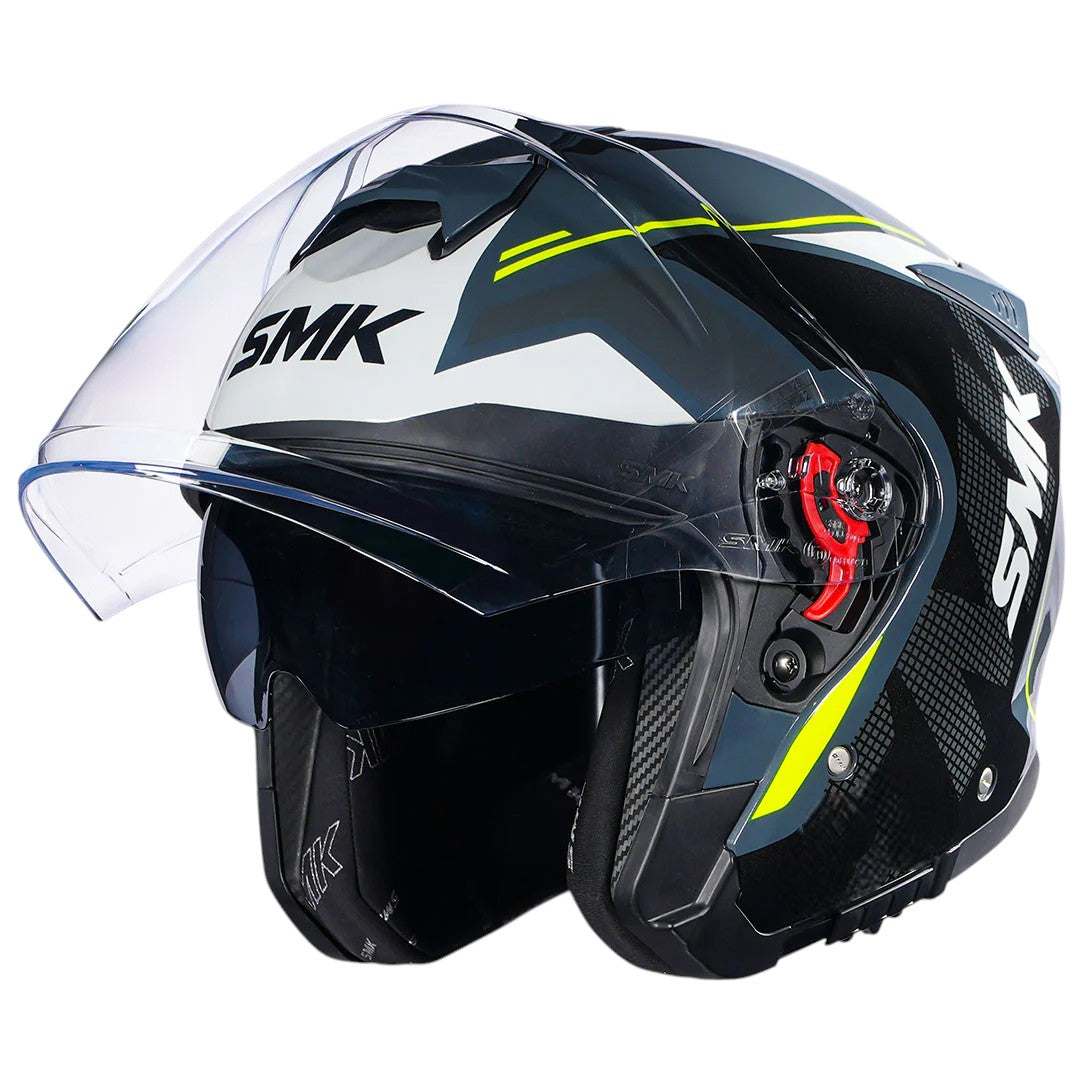 SMK GTJ ESCAPE GL614 - GLOSS GREY NEON – Arihant Helmets